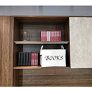 HIYAGON Rectangular Storage Basket,Canvas Toys Storage Bin Organizer,Large Kids Storage Box Nursery Hamper for Children,Books,Boys and Girls,Gift Basket(Books)