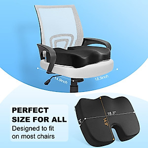 SJ GLOBALS Seat Cushion Office Chair Cushions, Car Seat Cushion, Memory Foam Coccyx Cushion for Tailbone Pain Office Chair Car Seat Cushion, Sciatica, Coccyx, Lower Back Pain Relief (Black)