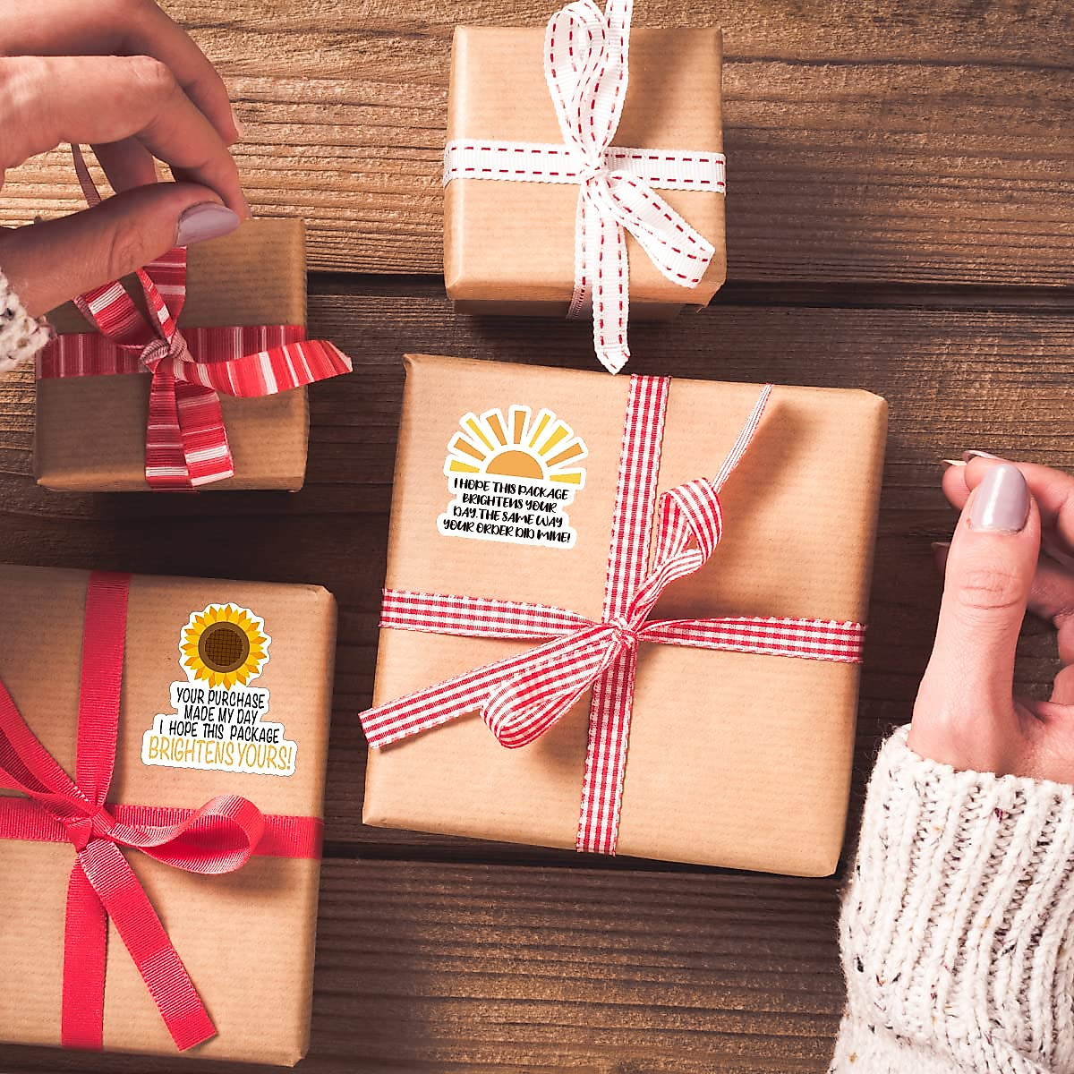 Wailozco Cute Sunshine Business Stickers,Small Business Stickers for Packages,I Hope This Package Brightens Your Day Stickers for Packages Handmade Goods Bags 240 PCS