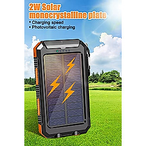 Suscell Solar Charger,20000mAh Solar Power Bank,Waterproof Portable Charger with Dual 5V USB Port/LED Flashlight Compatible with All Smartphone External Battery Pack Perfect for Outdoor/Camping/Trip