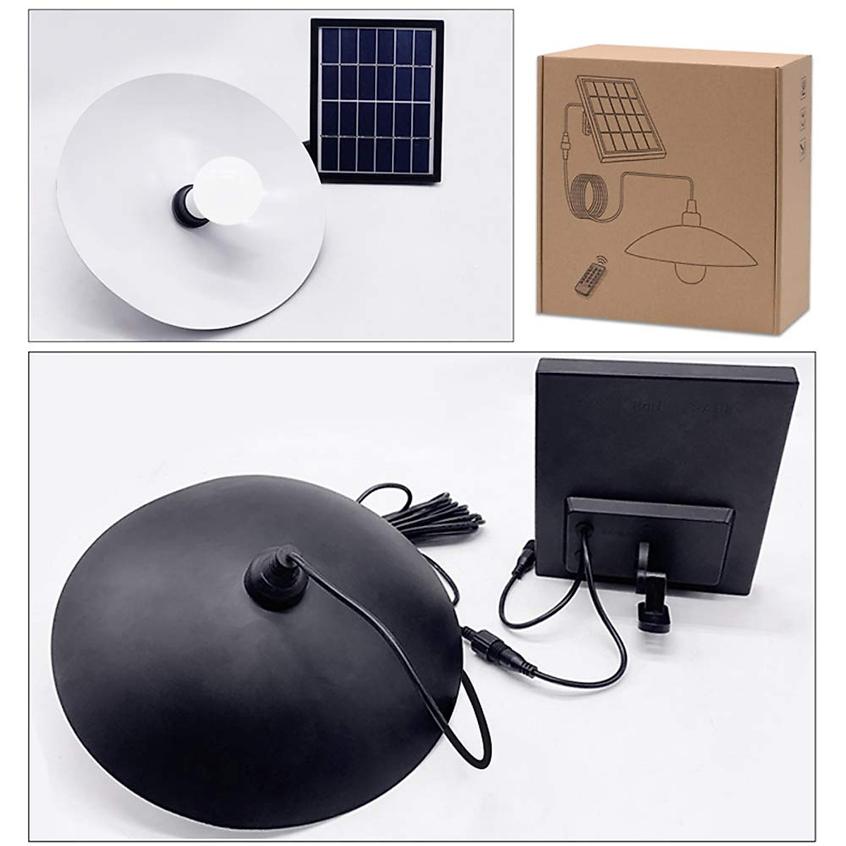 LAFEINA Solar Pendant Lights, Outdoor Solar Lights with Remote Control Dual Color Switchable Brightness & Timing Adjustable Shed Lamp for Barn Yard Patio Porch Garden