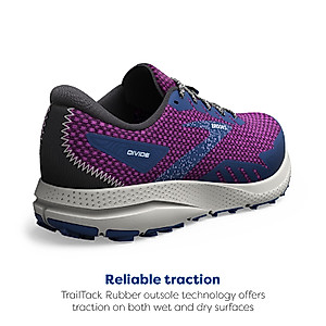 Brooks Women’s Divide 4 Trail Running Shoe - Purple/Navy/Oyster - 9.5 Medium