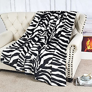 Home Soft Things Light Weight Animal Safari Style Black White Zebra Printed Flannel Fleece Blanket (Twin)