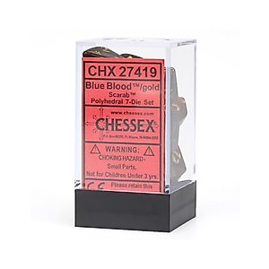 Chessex CHX27419 Dice-Scarab Blue Blood/Gold Set