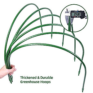 Extra Tall Metal Garden Hoops, Ohuhu 6 PCS Durable Thickened Greenhouse Hoop Rustproof Extra-Long 19.7"x38.6" Steel Tunnel with Splicing Stakes, Green House Arched Hoops for Raised Beds Fabric Netting