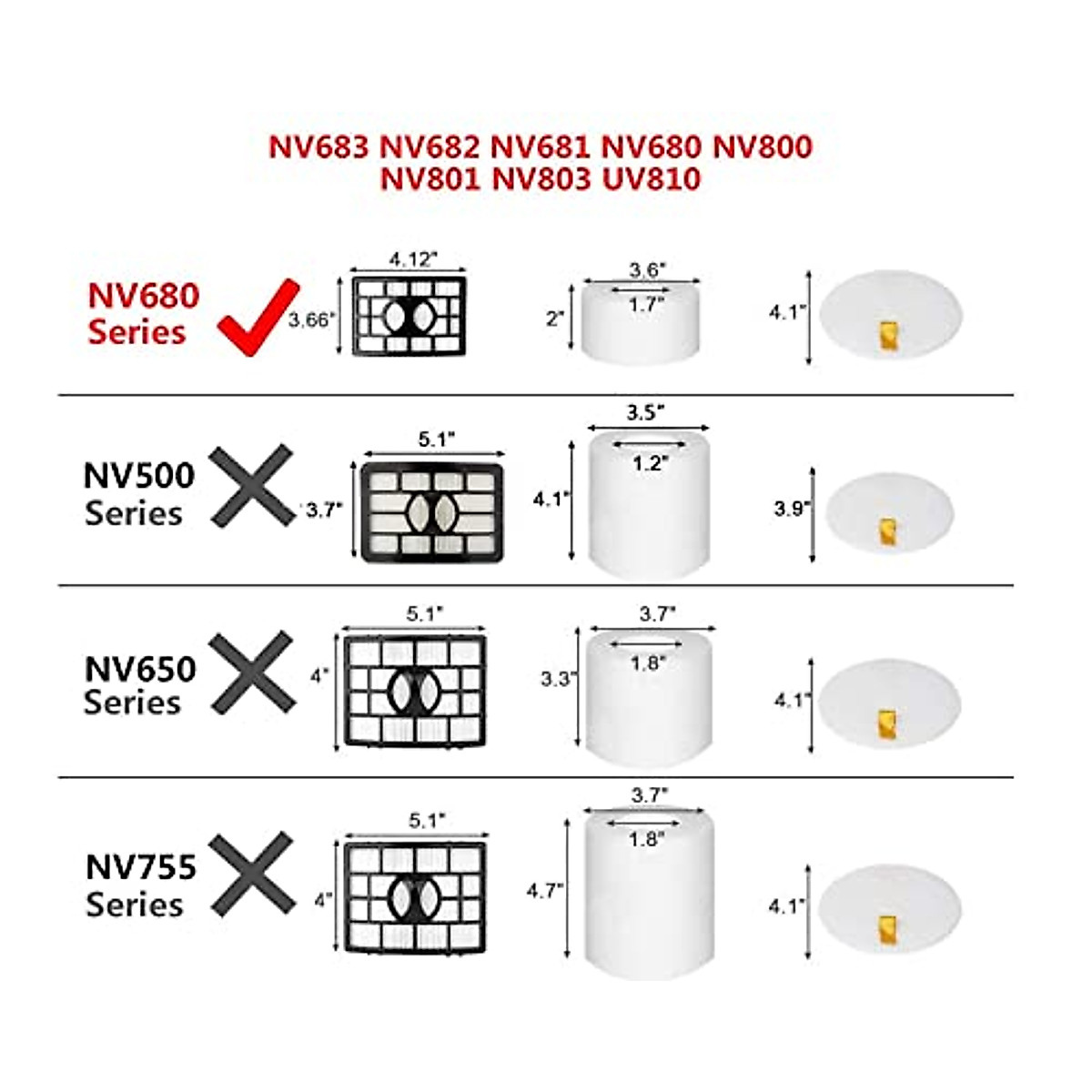ConPus 2 HEPA + 2 Foam & Felt Filters for Shark Rotator DuoClean Powered Lift Away Speed Vacuum NV680, NV681, NV682, NV683, NV800, NV801, NV803, UV810, Compare to Part # XFF680 &XHF680 Replacement filter set