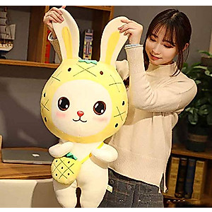 Bunny Plush Cute Strawberry Bunny Stuffed Animal 12inch,Pink Bunny Pillow,Strawberry Rabbit with Backpack,Soft Bunny Doll for Boys and Girls