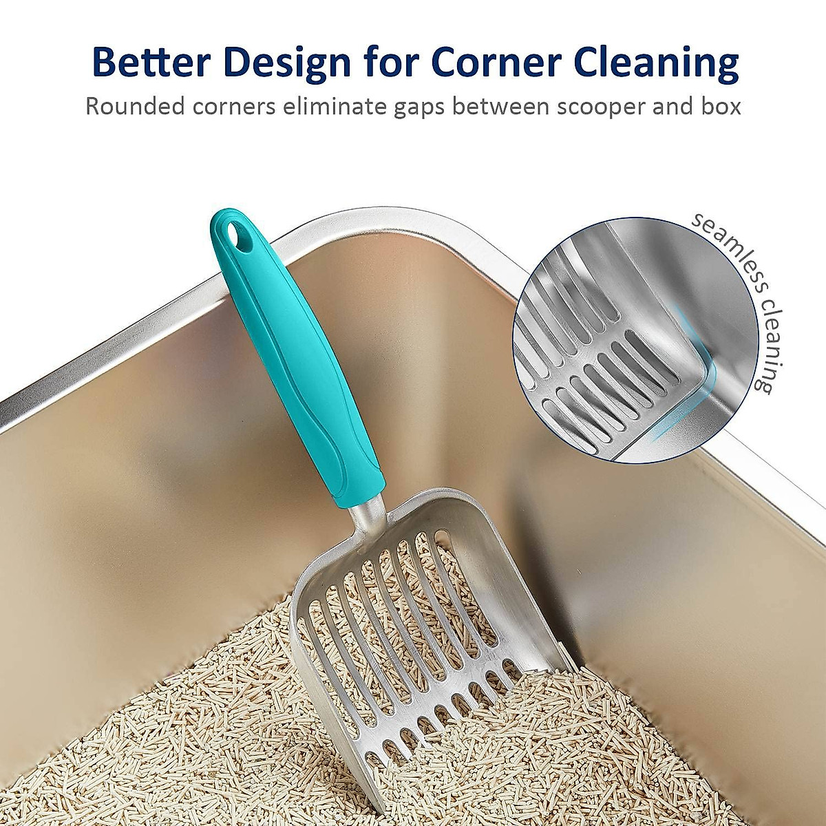 WePet Cat Litter Scoop, Aluminum Alloy Sifter, Kitty Metal Scooper, Deep Shovel, Long Handle, Poop Sifting, Kitten Pooper Lifter, Durable, Heavy Duty, for Litter Box