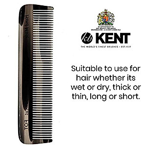 Kent A FOT Handmade Pocket Comb for Men, Women and Kids, All Fine Tooth Hair Comb Straightener for Everyday Grooming and Styling Hair, Beard and Mustache, Saw Cut and Hand Polished, Made in England