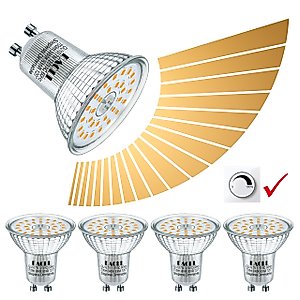 EACLL MR16 GU10 LED Bulb Dimmable, 3000K Warm White, 7W Equivalent 75W, 25,000 Hours Lifetime, Energy Efficient Soft White Light, 750 Lumens 120 Degree Flood Beam No Flicker Spotlight, 4-Pack
