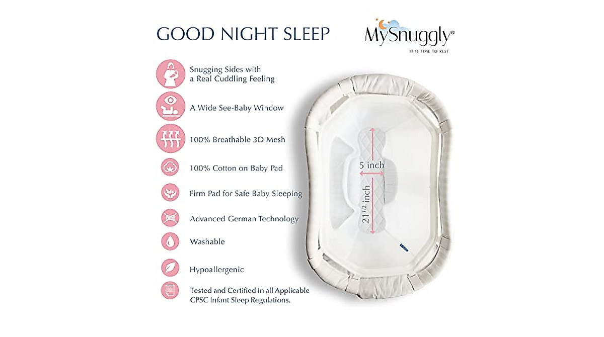 MySnuggly Newborn Bassinet Insert for Safe Baby Sleep