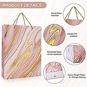 Lancool Gift Bags, 12 Pack 12.6x10.2x3.9 Inch Gift Bags Medium Size, Gift Bag Large Size, 4 Assorted Designs Foil Gift Bags for Monther's Day, Baby Shower, Birthday, Wedding, Party Favors