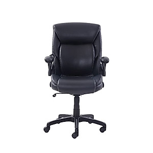 Lumbar Bonded Leather Manager Office Chair, Black (Color : Black)