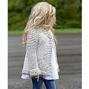 Baby Little Girls Cute Autumn Winter Button Knitted Sweater Cardigan Warm Thick Coat Jacket Clothes (Gray, 5T(4-5Years))