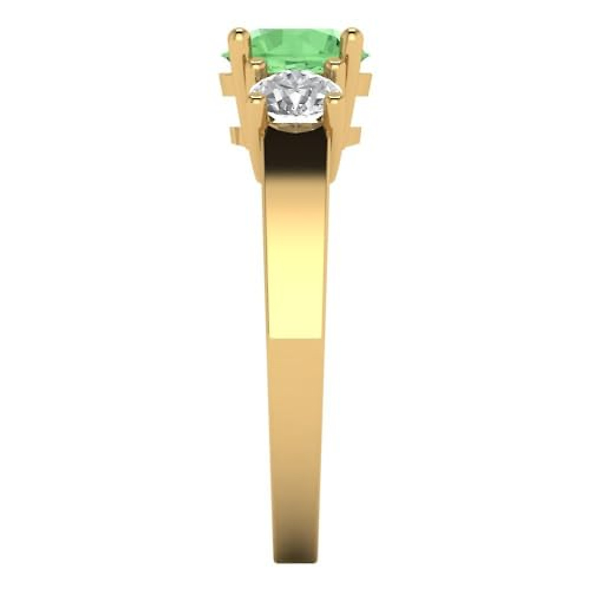Clara Pucci 1.50 ct Round Cut 3 stone Genuine Green Simulated Diamond Engagement Promise Anniversary Bridal Ring 18K Yellow Gold 8.5