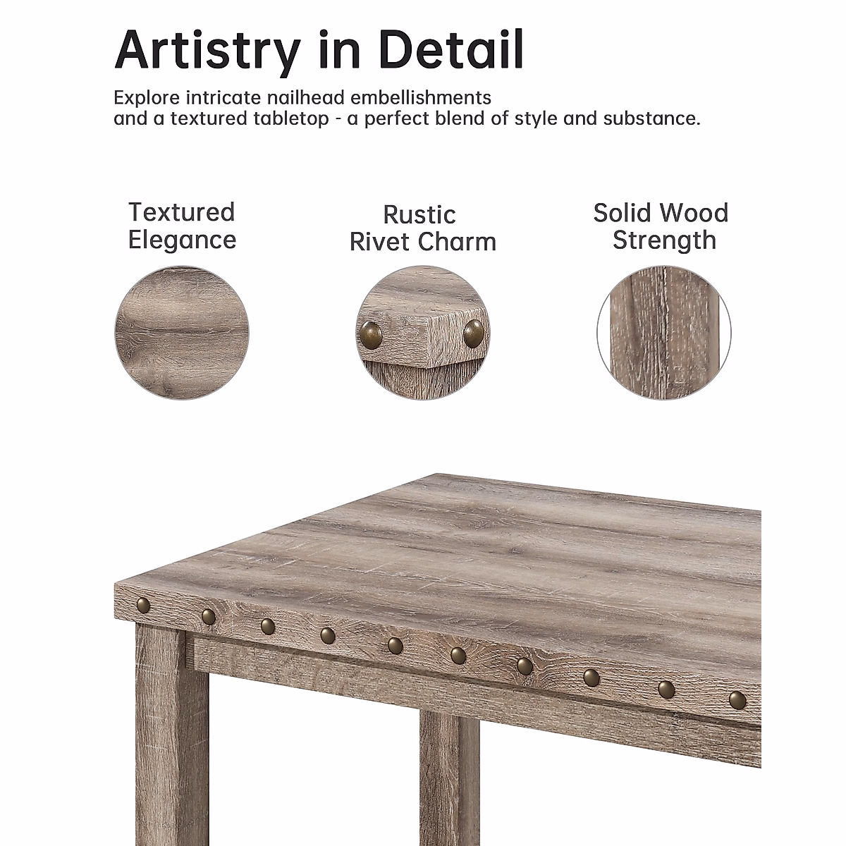 Morden Fort 7 Piece Rustic Wooden Dining Set, Mid-Century Modern Table & Chair Set for Spacious Dining Rooms and Entertaining Guests