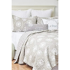 C&F Home Never Stop Wishing Pillow 12"x24" Embroidered French Knot Throw Pillow Decor Decoration Throw Pillow Spring Summer Floral for Couch Chair Living Room Bedroom 12 x 24 Gray