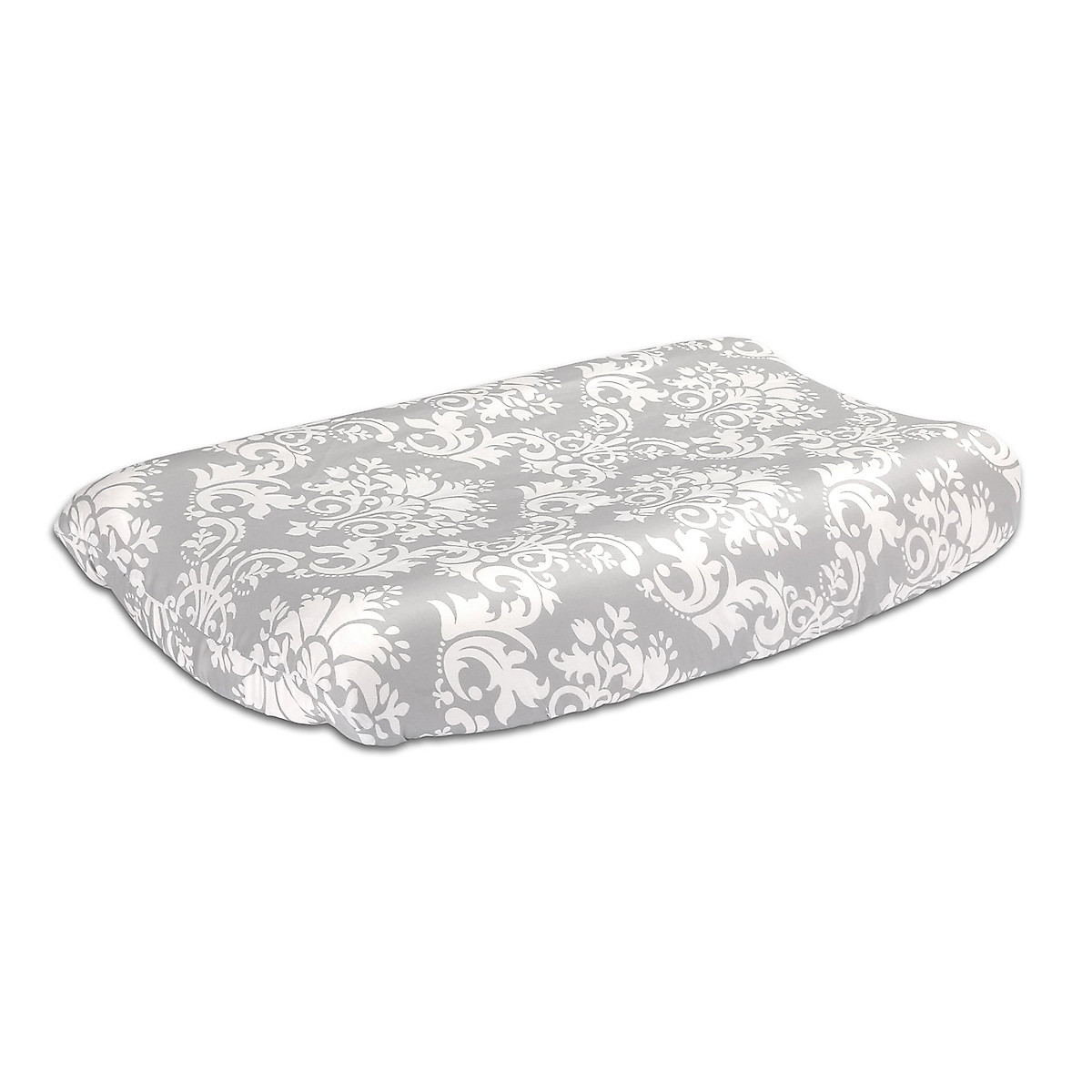 The Peanutshell Damask Cotton Changing Pad Cover in Grey