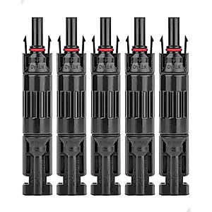 Jtron 5 PCS PV Solar Panel Connector Male/Female 20A Built-in Diode Inline Fuse Solar Wire Connectors Waterproof Anti-backflow