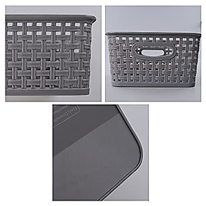 Jekiyo Grey Plastic Storage Basket, 4 Packs Pantry Storage Bin