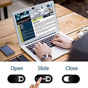 MMOBIEL 3 Pack Universal Webcam Cover Slide Laptop Camera Cover Privacy Protector Ultra-Thin 0.5mm Compatible with All Laptop/MacBook/Tablet/iPad/iPhone - Black
