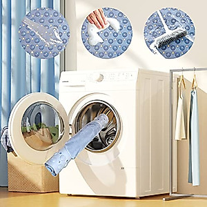 Bathtub Mat Non-Slip Rubber Shower with Drain Holes Suction Cups, Quick Easy Cleaning, Feet Massage, Bath for Tub & Stall Bathroom, Machine Washable (27.5×14.2in, Blue)