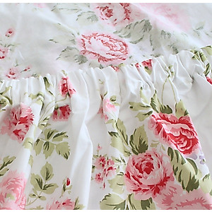 FADFAY 7Pcs Queen Size Premium Cotton Rose Floral Duvet Cover Sheets Set,1 Duvet Cover+1 Flat Sheet+1 Fitted Sheet+ 4 Shams