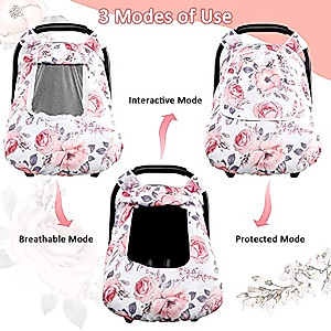 Baby Car Seat Cover and Crib Sheet, Winter Carseat Cover Girls, Floral Crib Fitted Sheet, Pink Flower