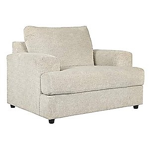 Signature Design by Ashley Soletren Contemporary Chenille Chair and a Half, Off-White