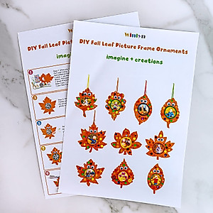 Winlyn 20 Sets Fall Crafts Kits Fall Crafts DIY Fall Leaf Shaped Picture Frames Ornaments Decorations Art Sets Foam Stickers Arts and Crafts for Kids Halloween Thanksgiving School Classroom Activities