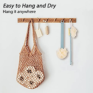 IMAVO Shower Body Brush,Dual-Sided Bath Brush with Bristles and Loofah,Long Handle Back Scrubber for Shower,Anti Slip Back Washer for Skin Exfoliating,Suitable for Wet or Dry Brushing(Blue)