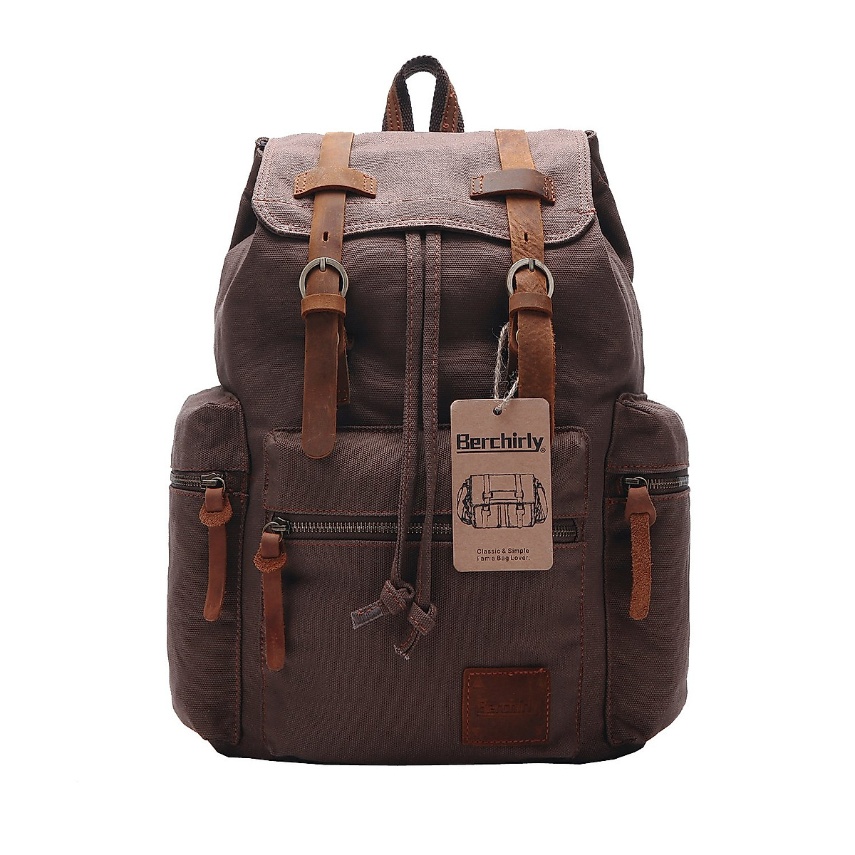 Berchirly Canvas Backpack Men Women Casual Computers Laptop Bags Hiking Rucksack Daypacks