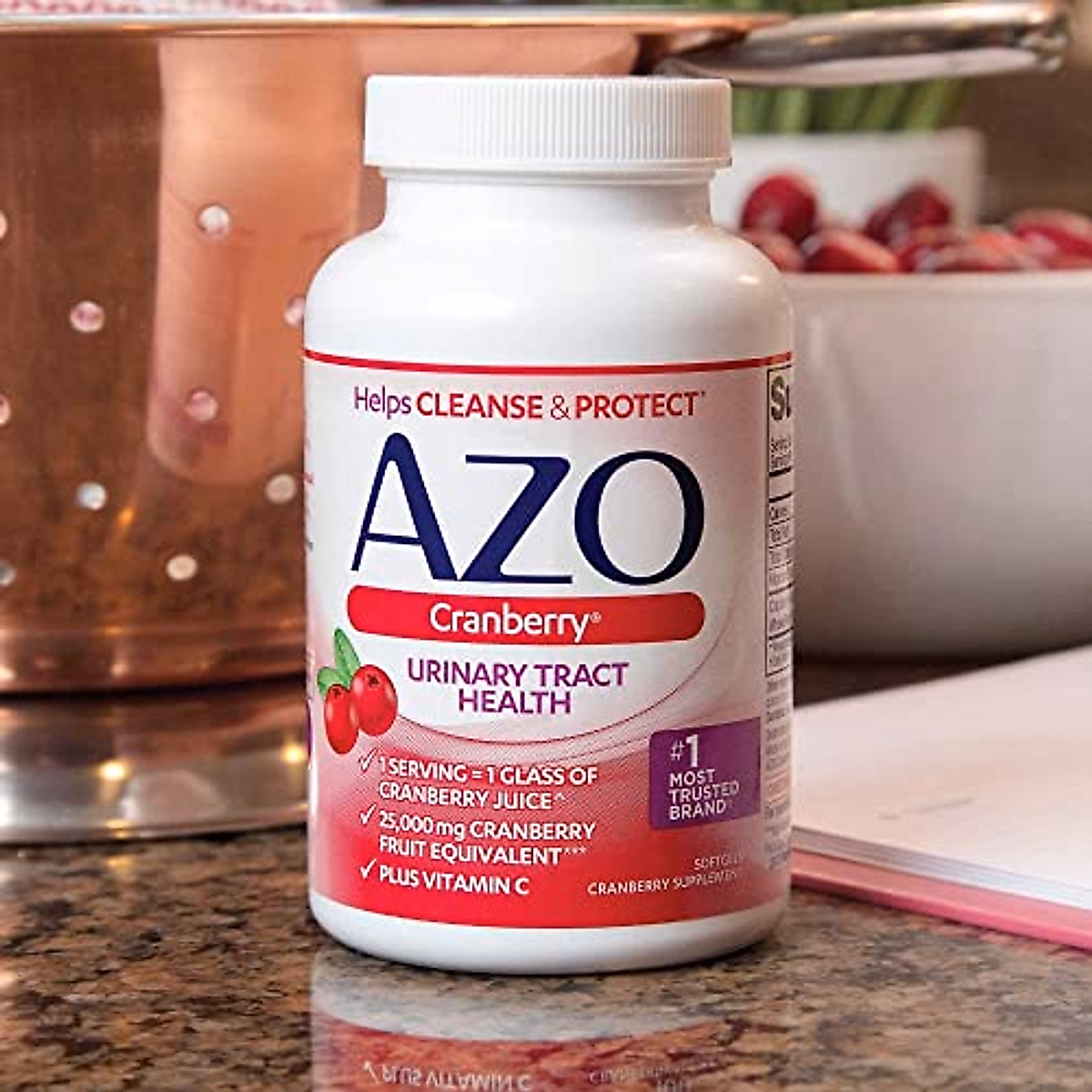 AZO Cranberry Urinary Tract Health Supplement, 1 Serving : 1 Glass of Cranberry Juice, Sugar Free Cranberry Pills, Non-GMO, 3 Month Supply, 100 Softgels (Pack of 2)