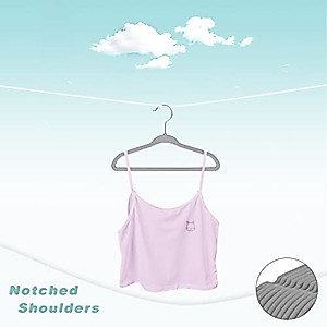 BAGAIL Kids Velvet Hangers 11” Inch Children's Clothes Hangers Non-Slip Baby Hangers for Infant/Toddler (Grey,50pack)