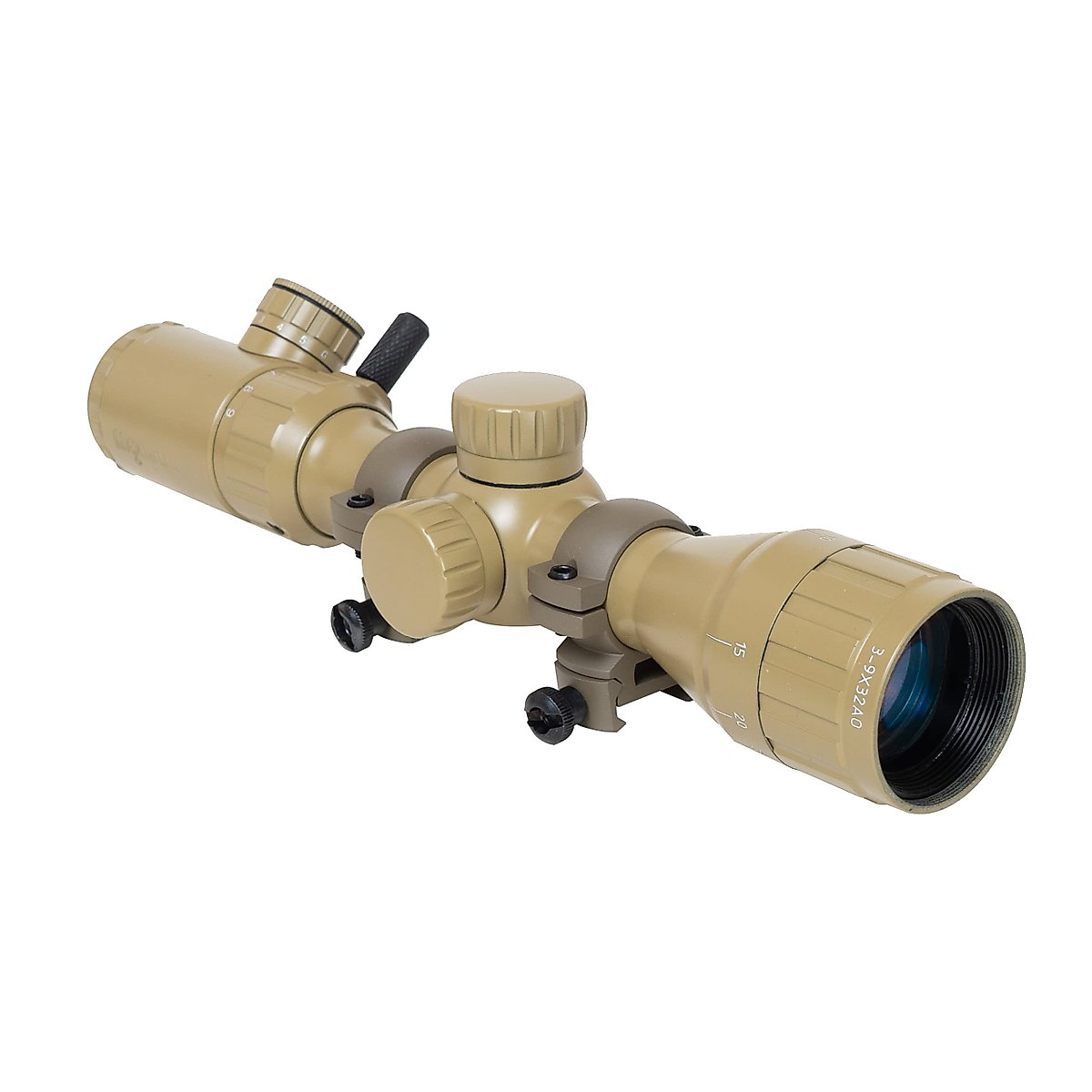 Monstrum 3-9x32 AO Rifle Scope | Flat Dark Earth | Moonstrum Offset Scope Mount with Integrated Level Bubble | Bundle