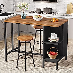 Tribesigns Kitchen Island with Storage Shelves, 43 Inch Kitchen Prep Table with 5 Open Shelves and Large Worktop, Industrial Butcher Block Island Coffee Bar Table, Dark Walnut (Stools Not Included)