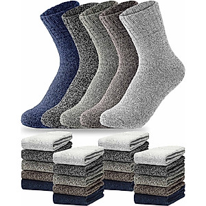 JaGely 20 Pairs Women Knit Wool Socks Bulk Thick Warm Winter Socks Crew Socks Gifts Women Athletic Socks Hiking Socks Soft Casual Socks
