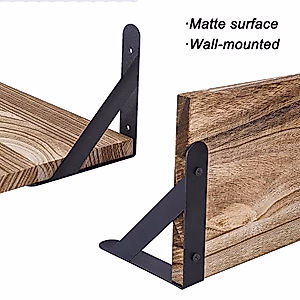 YGEOMER Floating Shelves Set of 5, Rustic Wood Wall Shelf for Bedroom Decor, Living Room, Kitchen Storage, Wall Mounted Rustic Wood Floating Shelves for Bathroom, Office