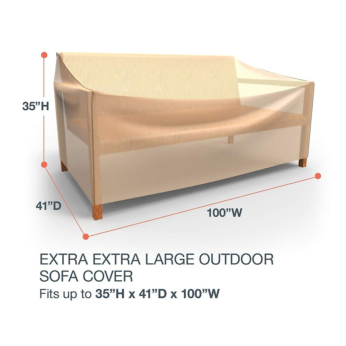 Budge Sedona Patio Sofa Cover, Tan, Extra Extra Large