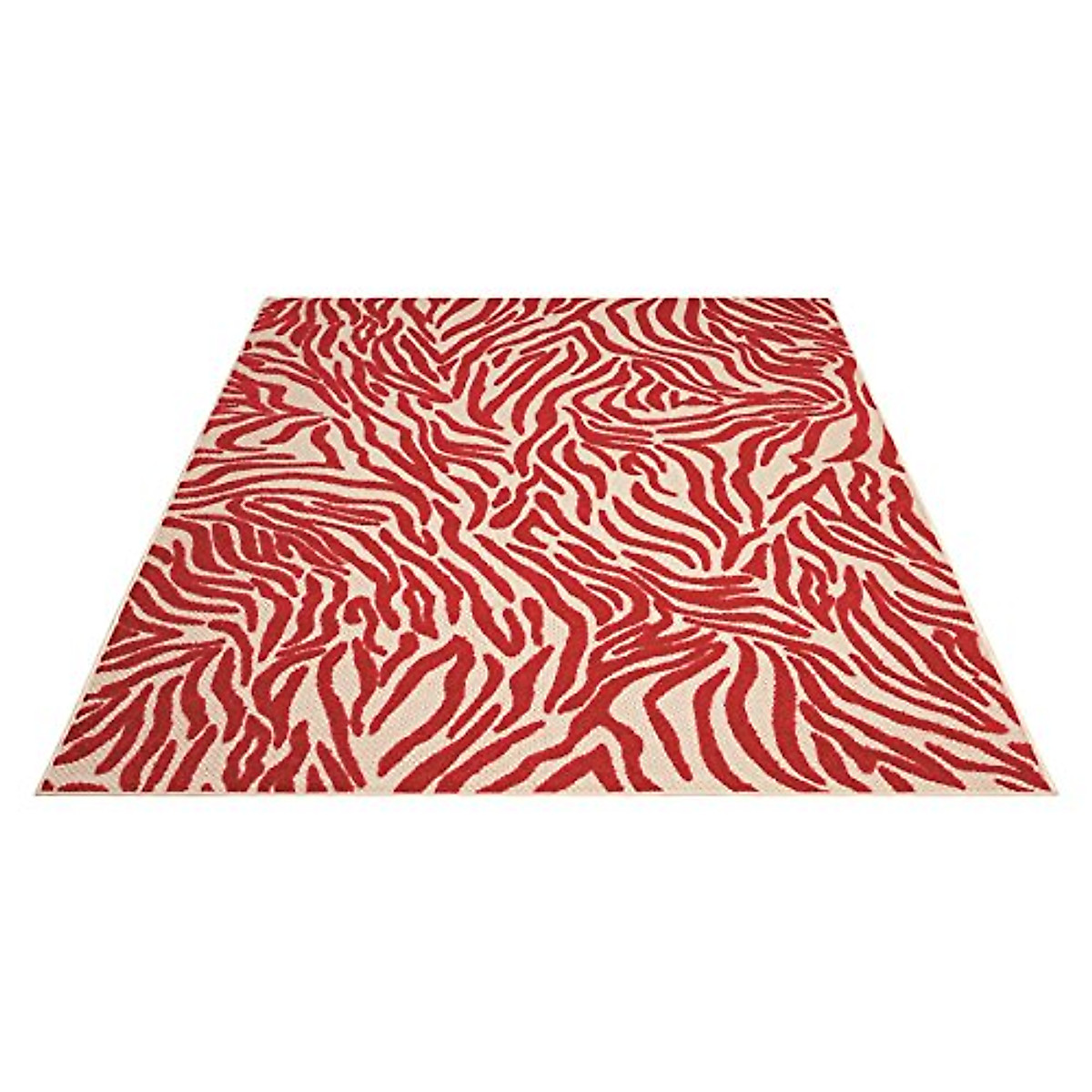 Nourison Aloha Indoor/Outdoor Red 5'3" x 7'5" Area -Rug, Tropical, Botanical, Easy -Cleaning, Non Shedding, Bed Room, Living Room, Dining Room, Deck, Backyard, Patio (5x7)