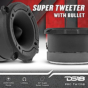 DS18 PRO-TW120B Super Tweeter in Black - 1", Aluminum Frame and Diaphragm, 240W Max, 120W RMS, 4 Ohms, Built in Crossover - PRO Tweeters are The Best in The Pro Audio and Voceteo Market (Pair)