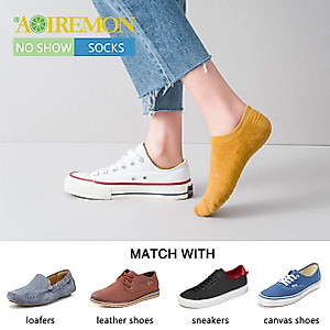 AOIREMON 10 Pairs No Show Low Cut Socks for Mens & Womens，Non Slip Athletic Flat Boat Liner Socks for Running Hiking