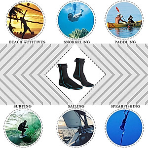 OMGear Water Socks Neoprene Socks Beach Booties Shoes 3mm Glued Blind Stitched Anti-Slip Wetsuit Boots Fin Swim Socks (3mm High Cut/Aqua,2XL(men 11-12,women12-13))
