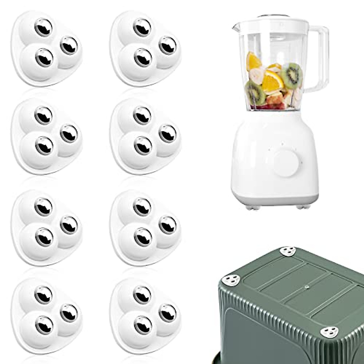 8pcs Mini Caster Appliances Wheels, 360°Rotation Small Appliance Wheels for Kitchen Appliances, Adhesive Universal Caster Wheels Sticky Pulley Small Appliance Casters for Storage Box (White)