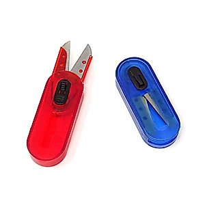 yueton 2pcs Mini Portable Collapsible Scissors Storage Box Cutter with Hussif Outdoor Travel Cutting Sewing Tool for Paper, Thin Thread, Fishing Line