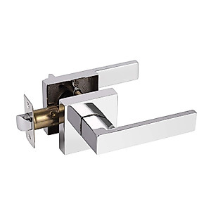 Probrico Polished Chrome Door Levers Hallway and Closet Passage Function Door Handles Modern Style Square Leverset Interior Heavy Duty Non-Locking Hardware, 10 Pack