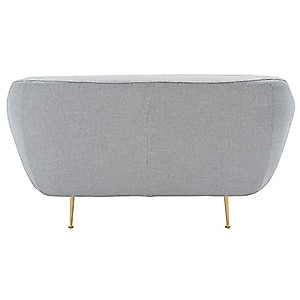 Safavieh Couture Home Collection Belladonna Mid-Century Light Grey Upholstered Living Room Bedroom Foyer Loveseat Settee SFV4525A