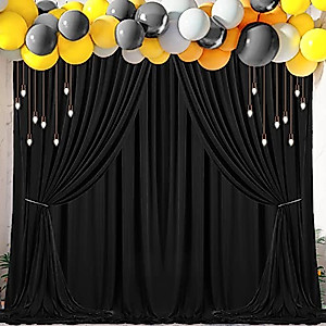 10x10 Black Backdrop Curtain for Parties Wrinkle Free Black Photo Curtains Backdrop Drapes Fabric Decoration for Birthday Party Wedding 5ft x 10ft,2 Panels