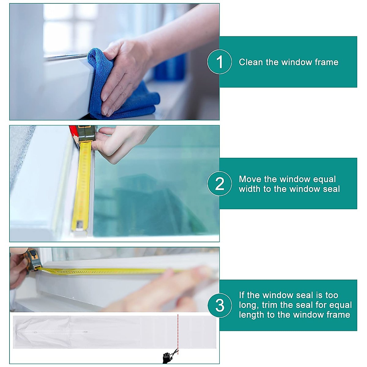 Brosyda Portable AC Window Kit, Air Conditioner Window Vent Kit, 9.8"(W) x 40"~63"(L) Adjustable,Waterproof No Drilling, Easy to Install Window Seal for Portable AC Unit