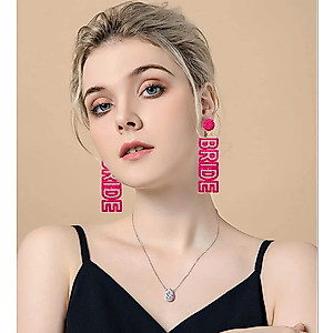 Rhinestone Bride Earrings for Women Handmade Beaded BRIDE Letter Dangle Earring Wedding Bridal Earrings Bridesmaids Bachelorette Party Gift